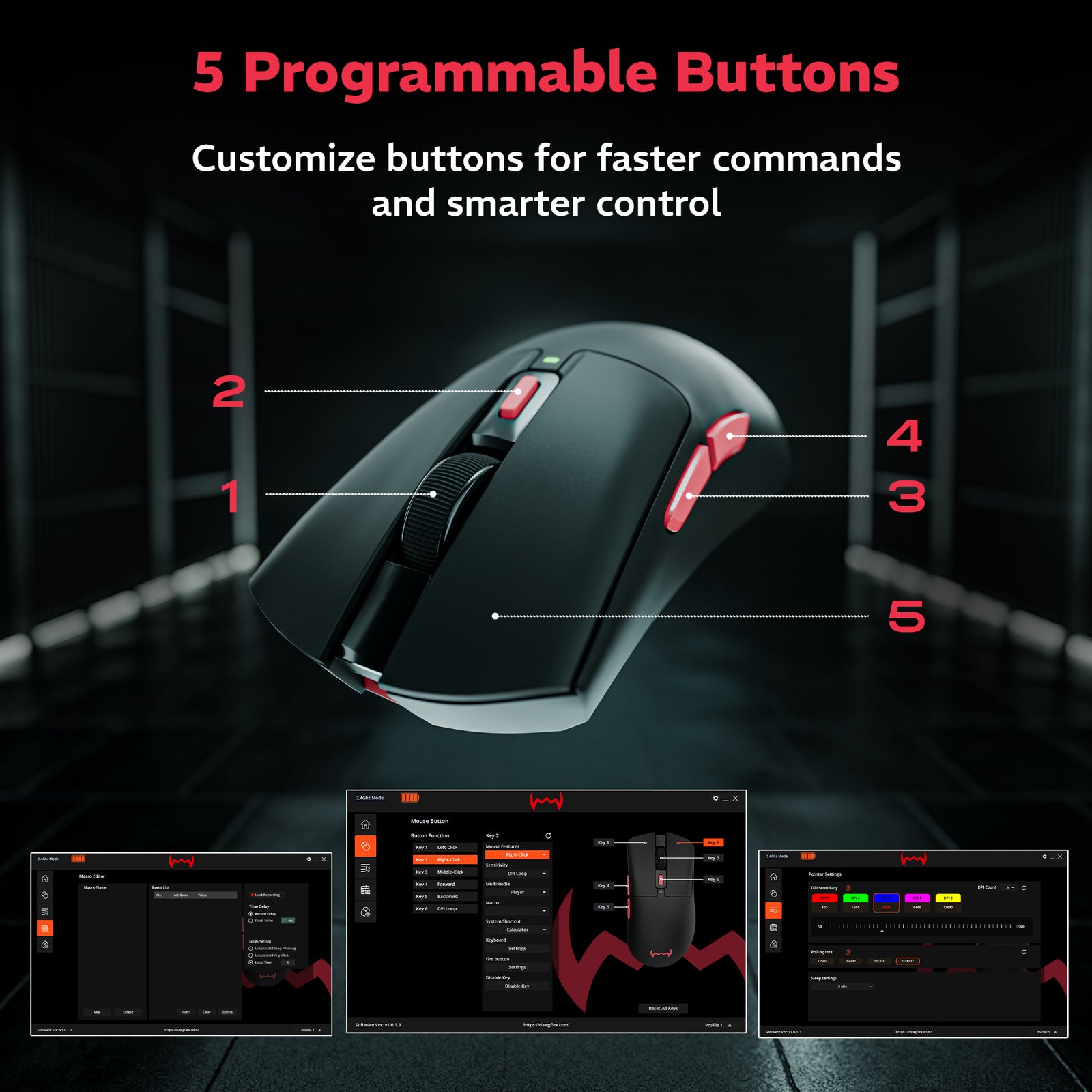 daWg Slay 50 Wireless & Bluetooth Gaming Mouse - PAW 3311 Sensor